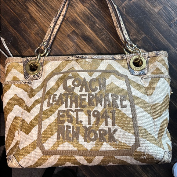 Coach | Bags | Coach Zebra Print Raffia Tote | Poshmark